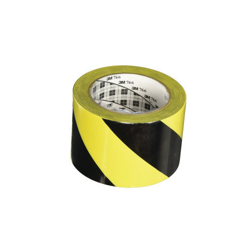3M 766 Vinyl Adhesive Marking Tape, 50mm x 33m Black/Yellow | Conex